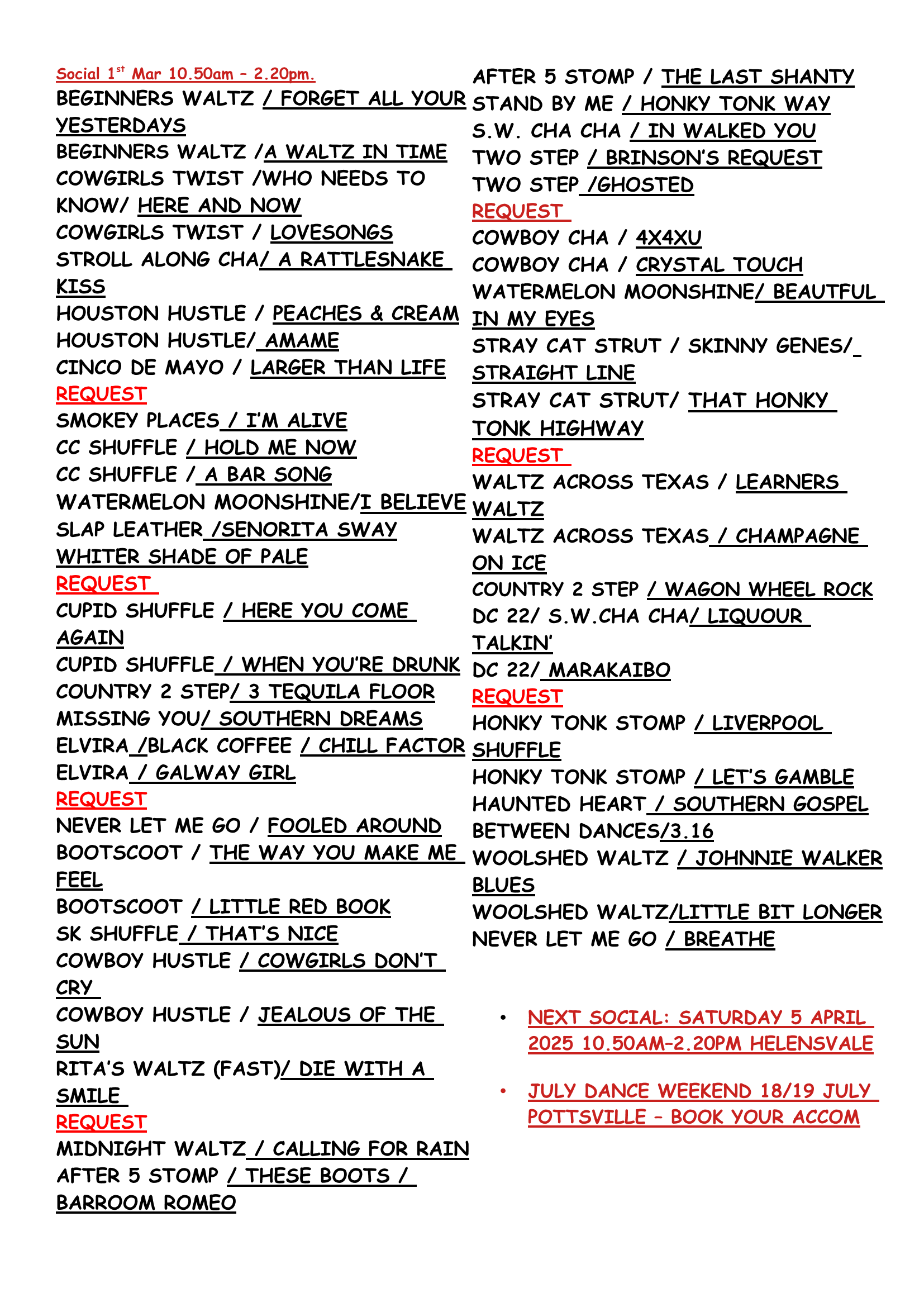 Dallas Line Dancers – Brisbane, Gold Coast and Tweed shire