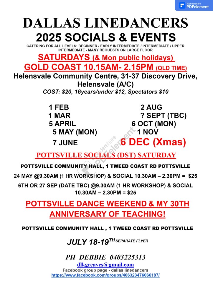 Dallas Line Dancers – Brisbane, Gold Coast and Tweed shire