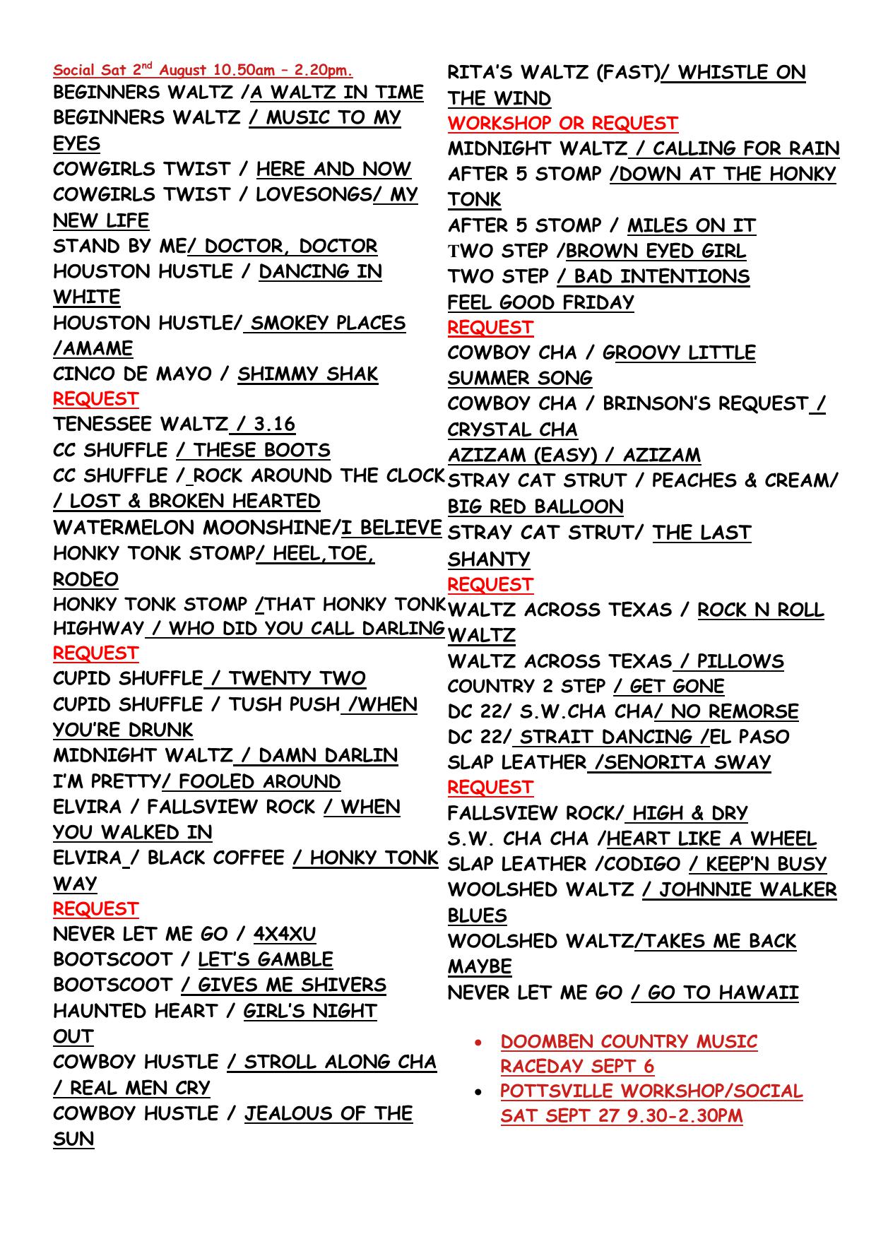 Dallas Line Dancers – Brisbane, Gold Coast and Tweed shire